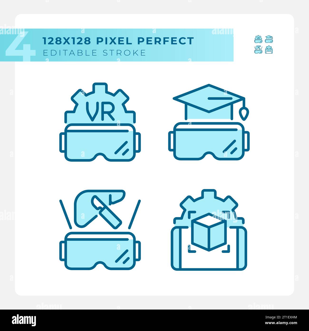 2D editable blue VR, AR and MR line icons pack Stock Vector Image & Art - Alamy