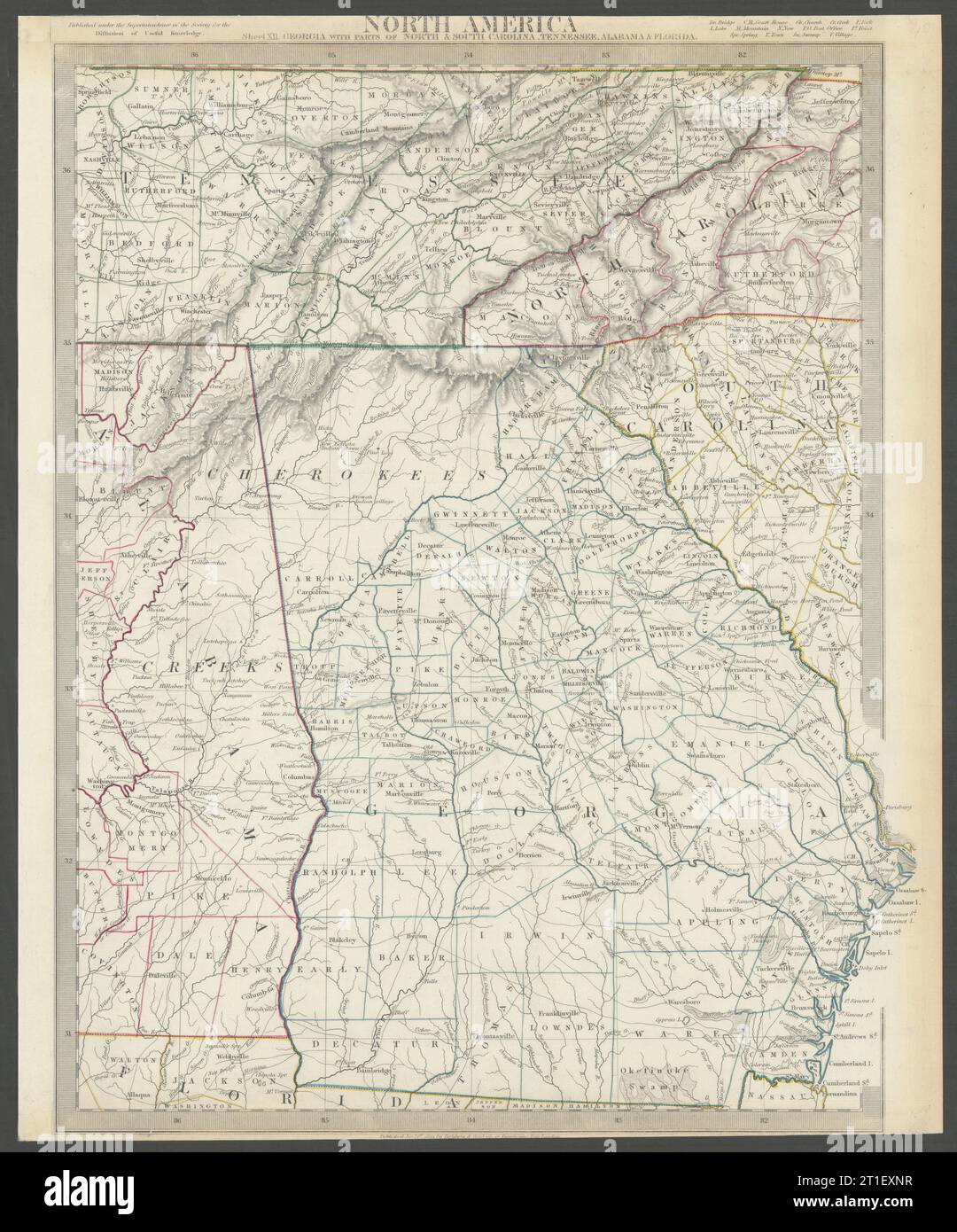 USA. Alabama Georgia Cherokee & Muscogee villages. TN NC SC FL. SDUK ...