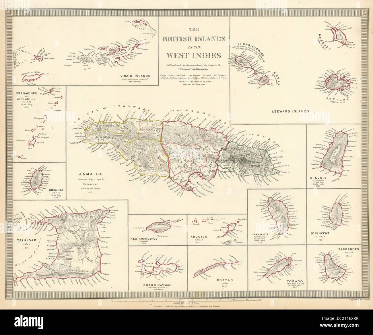 BRITISH WEST INDIES. Jamaica Antilles Virgin Cayman Islands. SDUK 1844 ...