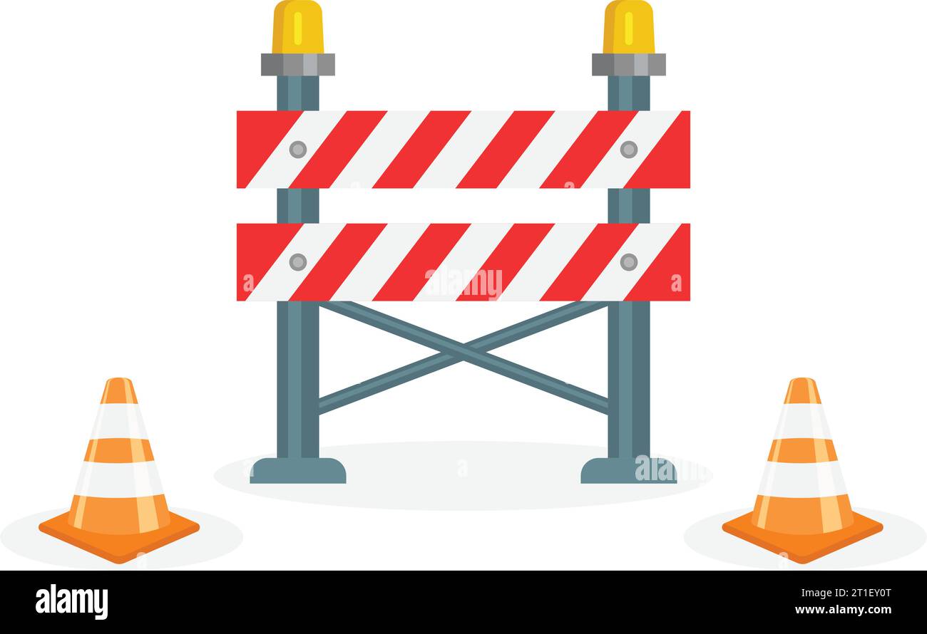 Stop Traffic Road Barrier Icon In Flat Style Roadwork Vector Illustration On Isolated