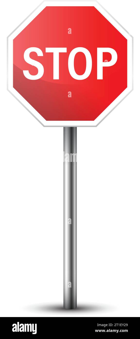 Stop sign icon in flat style. Traffic control vector illustration on ...