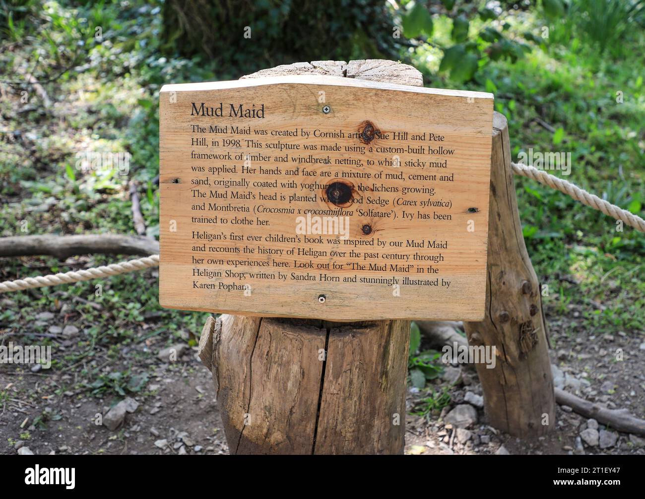 An information board or sign explaining the origins of The Mud Maid ...