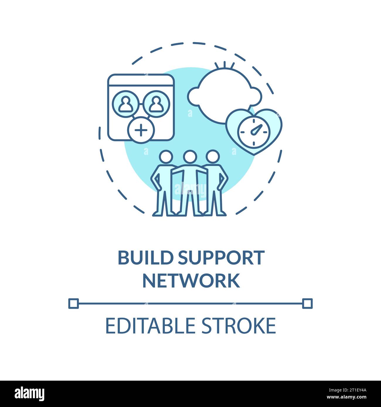 2D blue thin line icon build support network concept Stock Vector Image ...