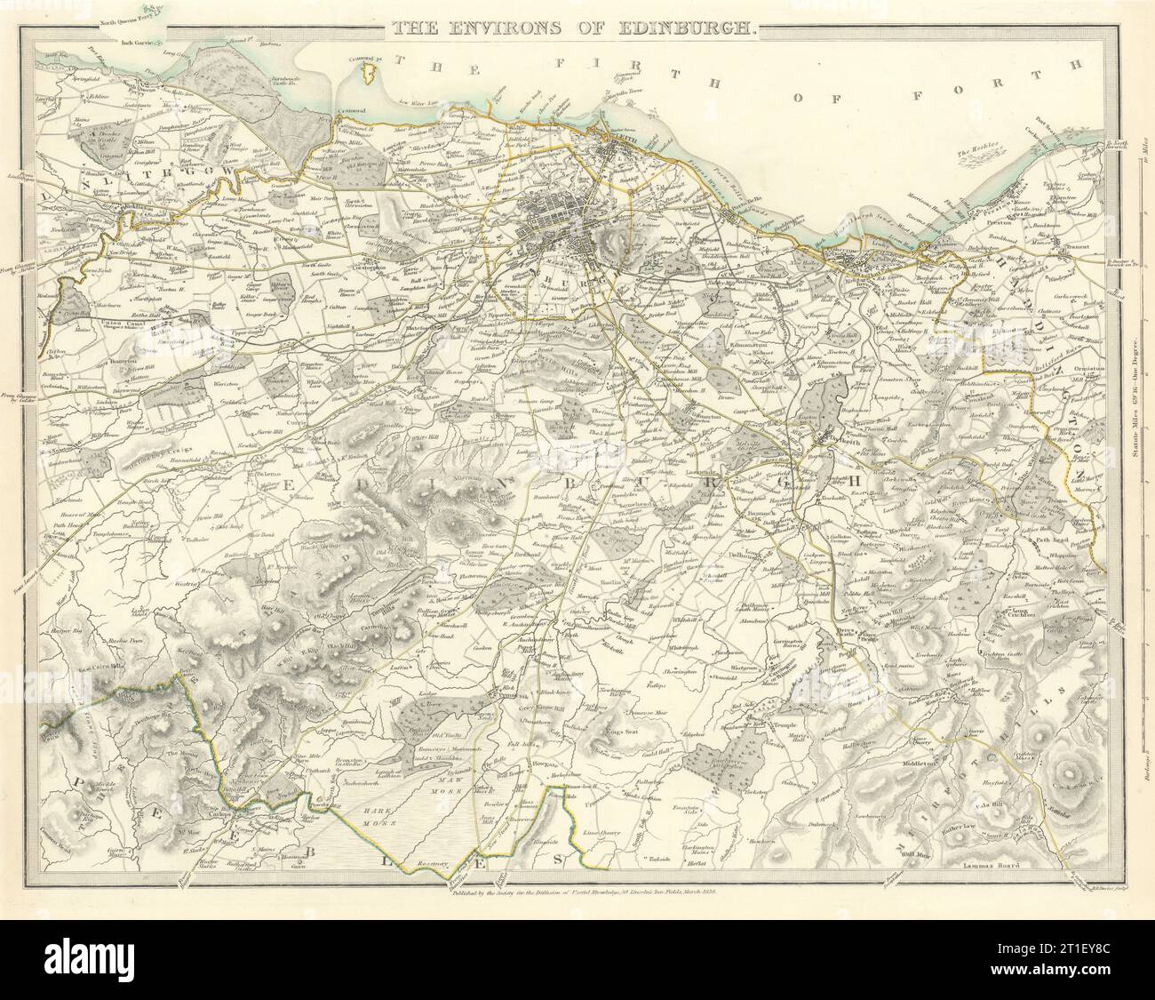 EDINBURGH & ENVIRONS. Leith Linlithgow Peebles Haddington. SDUK 1844 ...