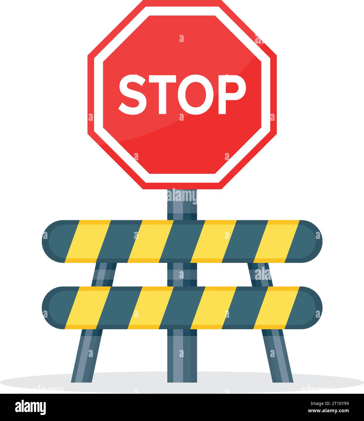 Stop traffic road barrier icon in flat style. Roadwork vector ...