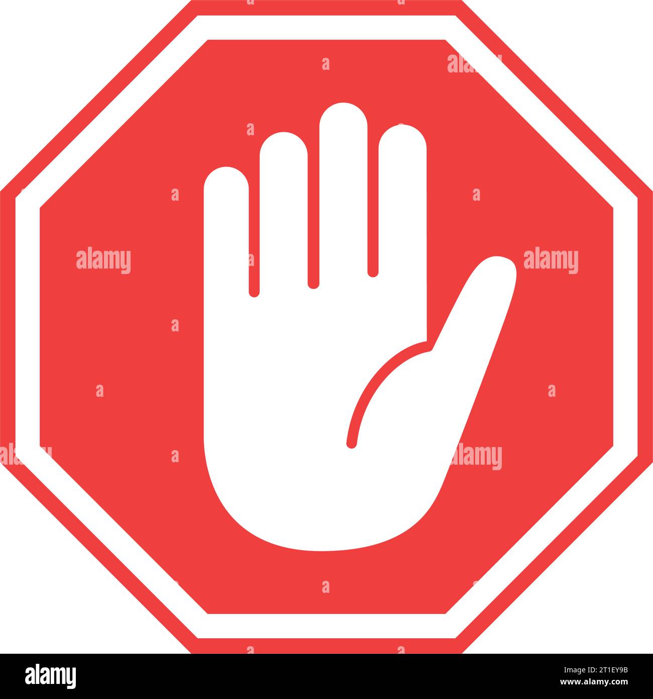 Stop sign with hand icon in flat style. Traffic control vector ...