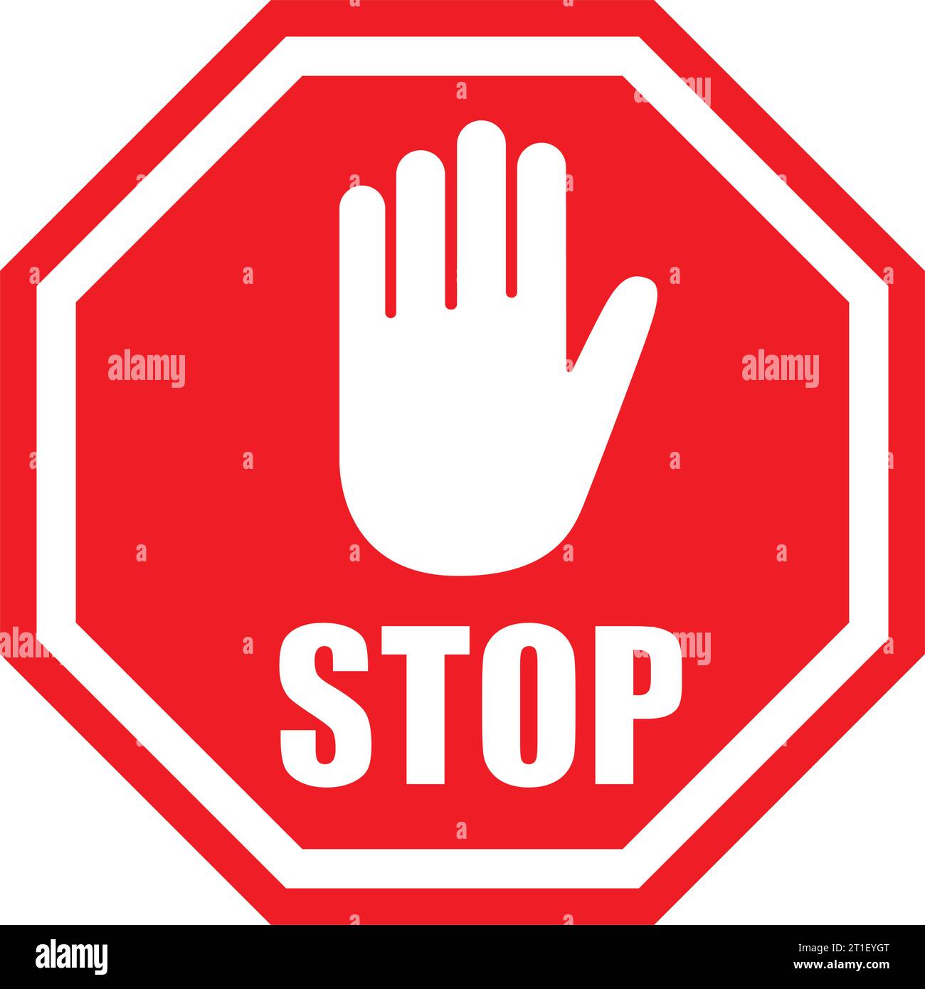Stop sign with hand icon in flat style. Traffic control vector ...
