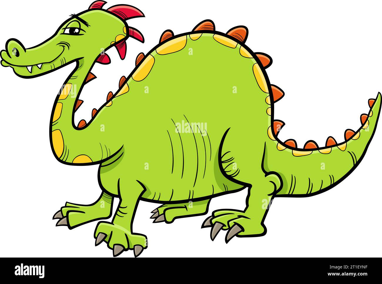 Cartoon humorous fantasy illustration of dragon comic character Stock ...