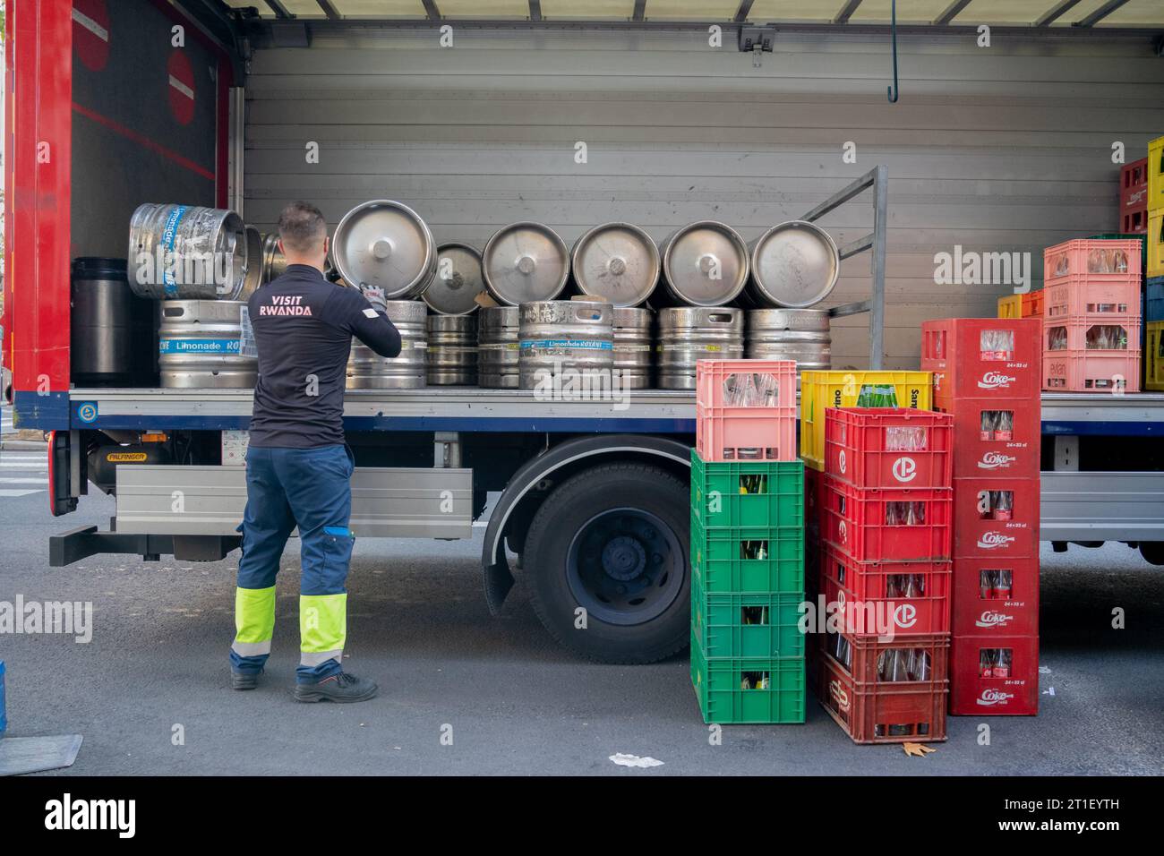 Paris France authentic daily life, beer delivery Stock Photo - Alamy