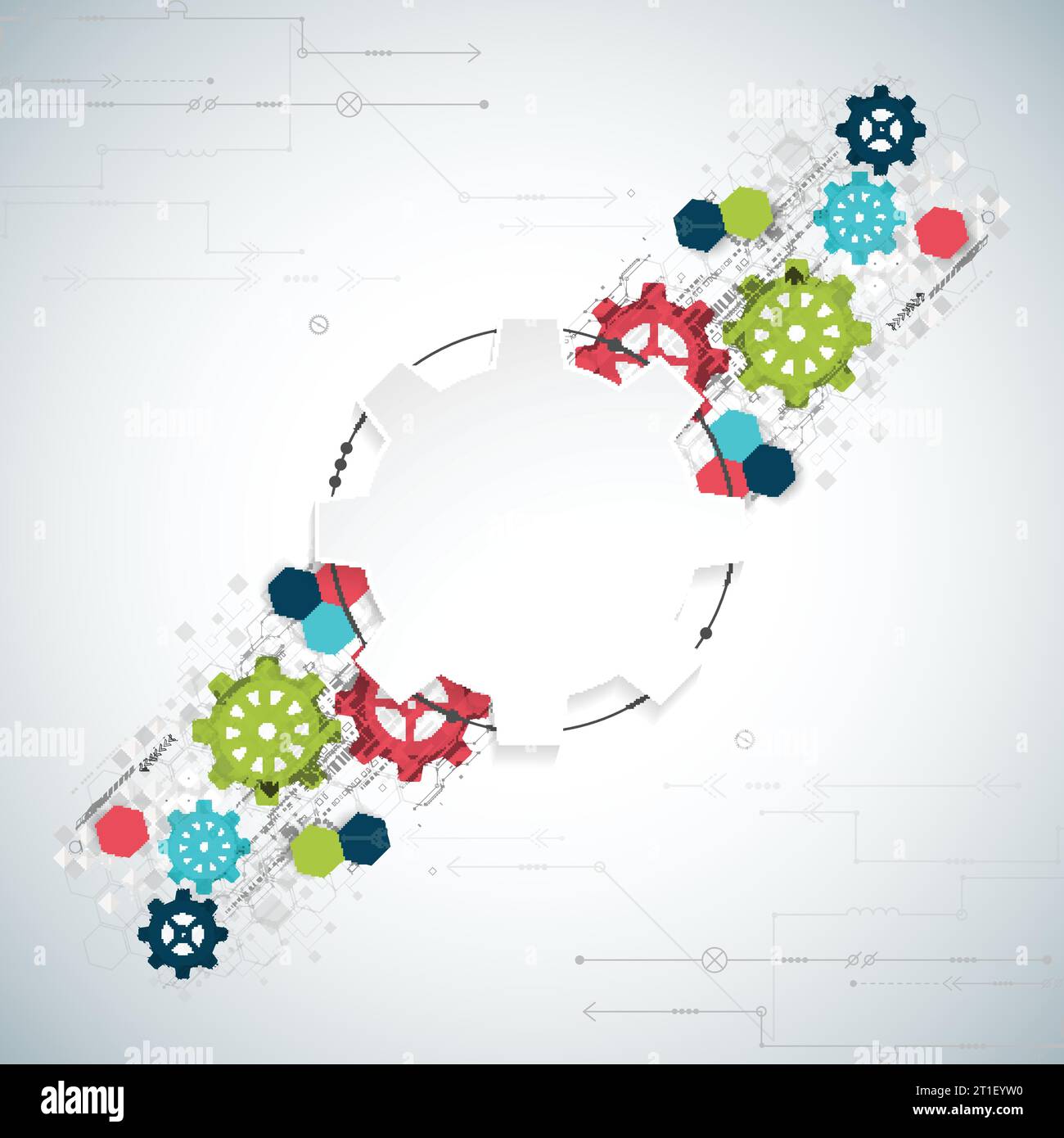 Vector illustration. Cogwheel hi-tech digital technology and ...