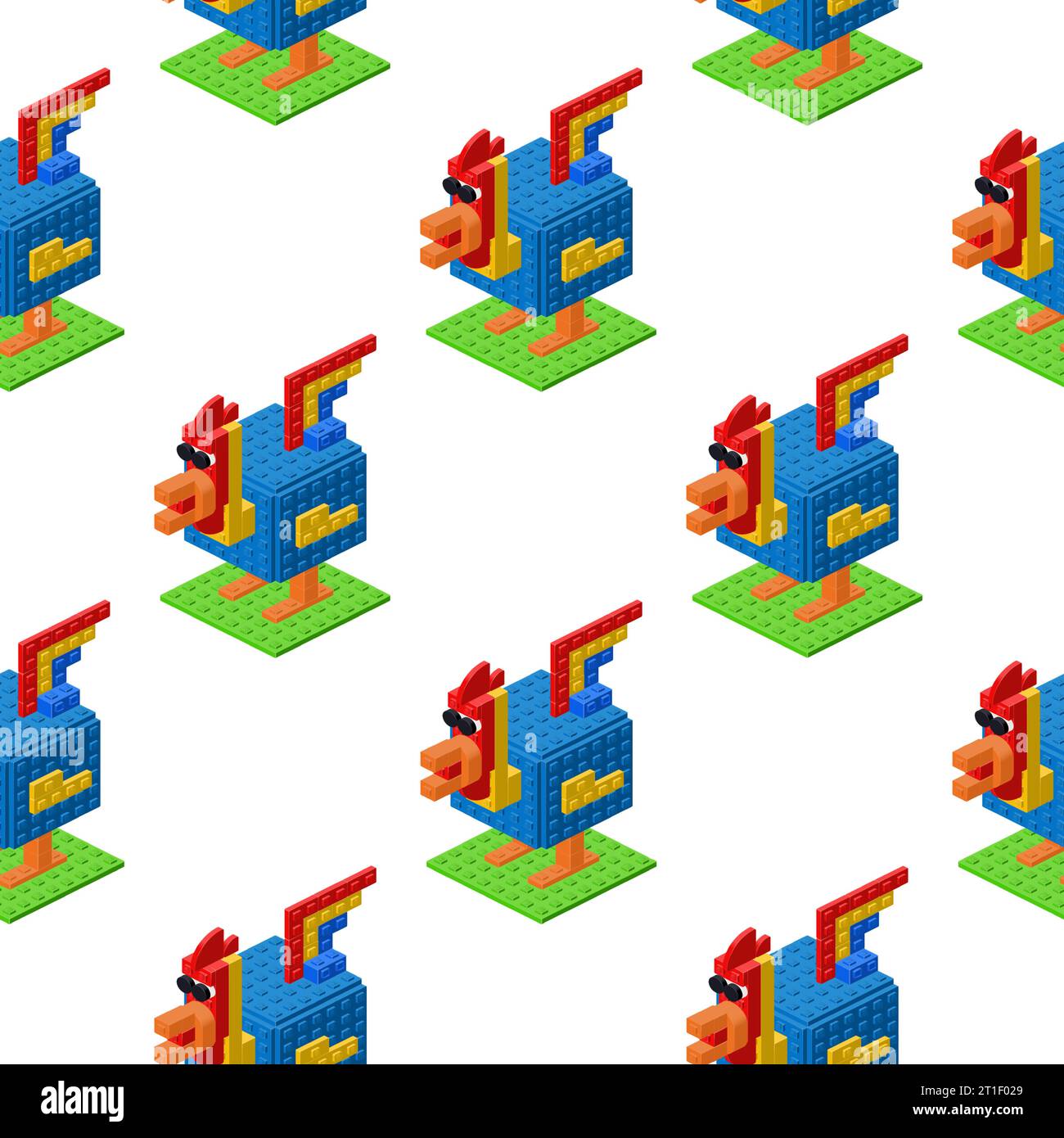 Pattern of roosters in isometry on a white background. Vector Stock Vector Image & Art - Alamy