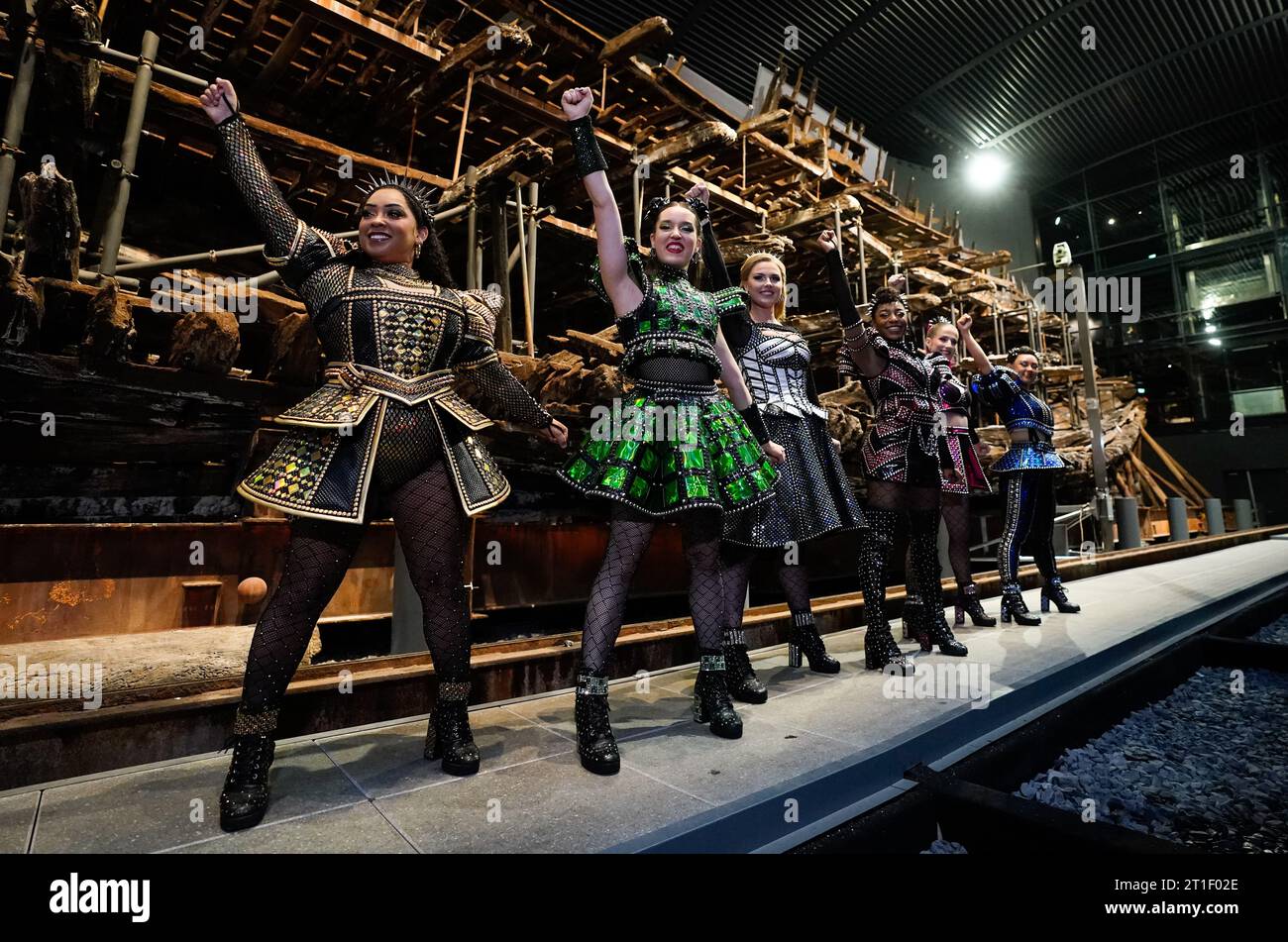 The cast of the musical Six at Henry VIII's warship, The Mary Rose, at ...