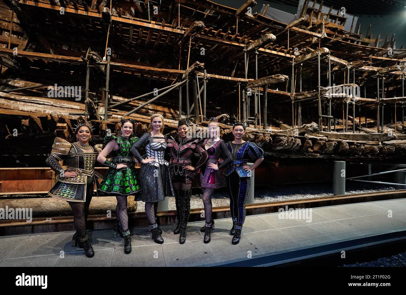 The cast of the musical Six at Henry VIII's warship, The Mary Rose, at ...