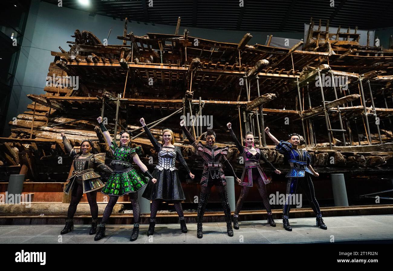 The cast of the musical Six at Henry VIII's warship, The Mary Rose, at ...