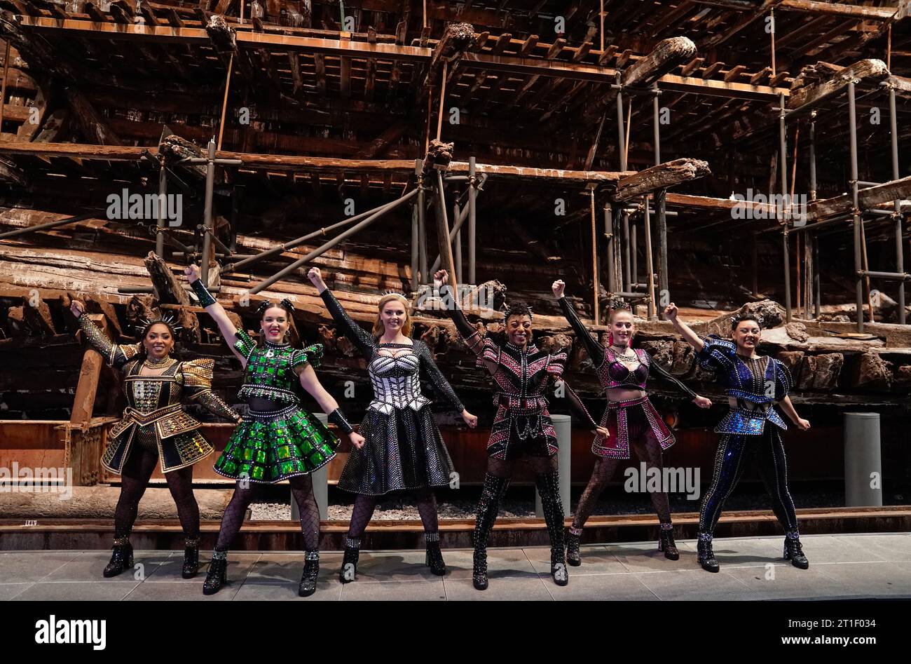 The cast of the musical Six at Henry VIII's warship, The Mary Rose, at ...