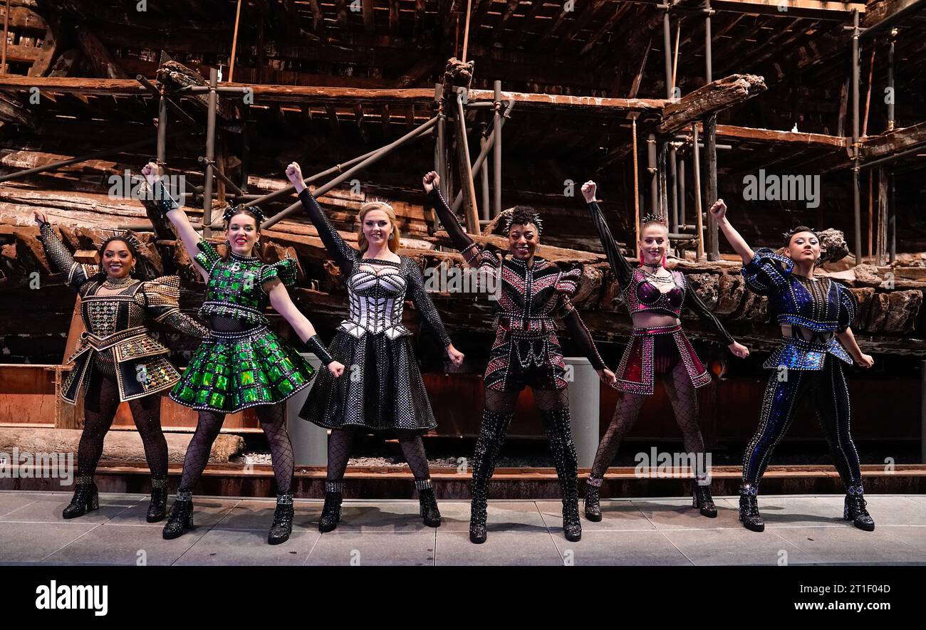 The cast of the musical Six at Henry VIII's warship, The Mary Rose, at ...