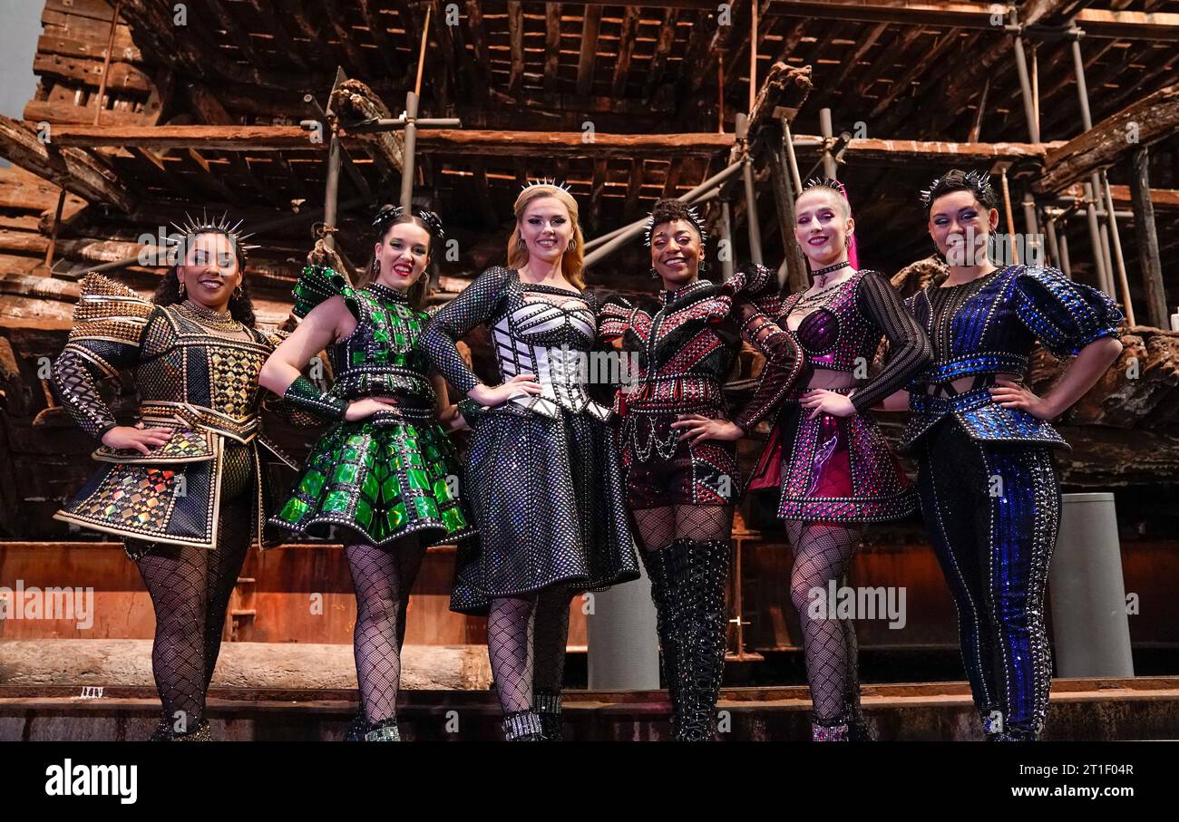 The cast of the musical Six at Henry VIII's warship, The Mary Rose, at ...