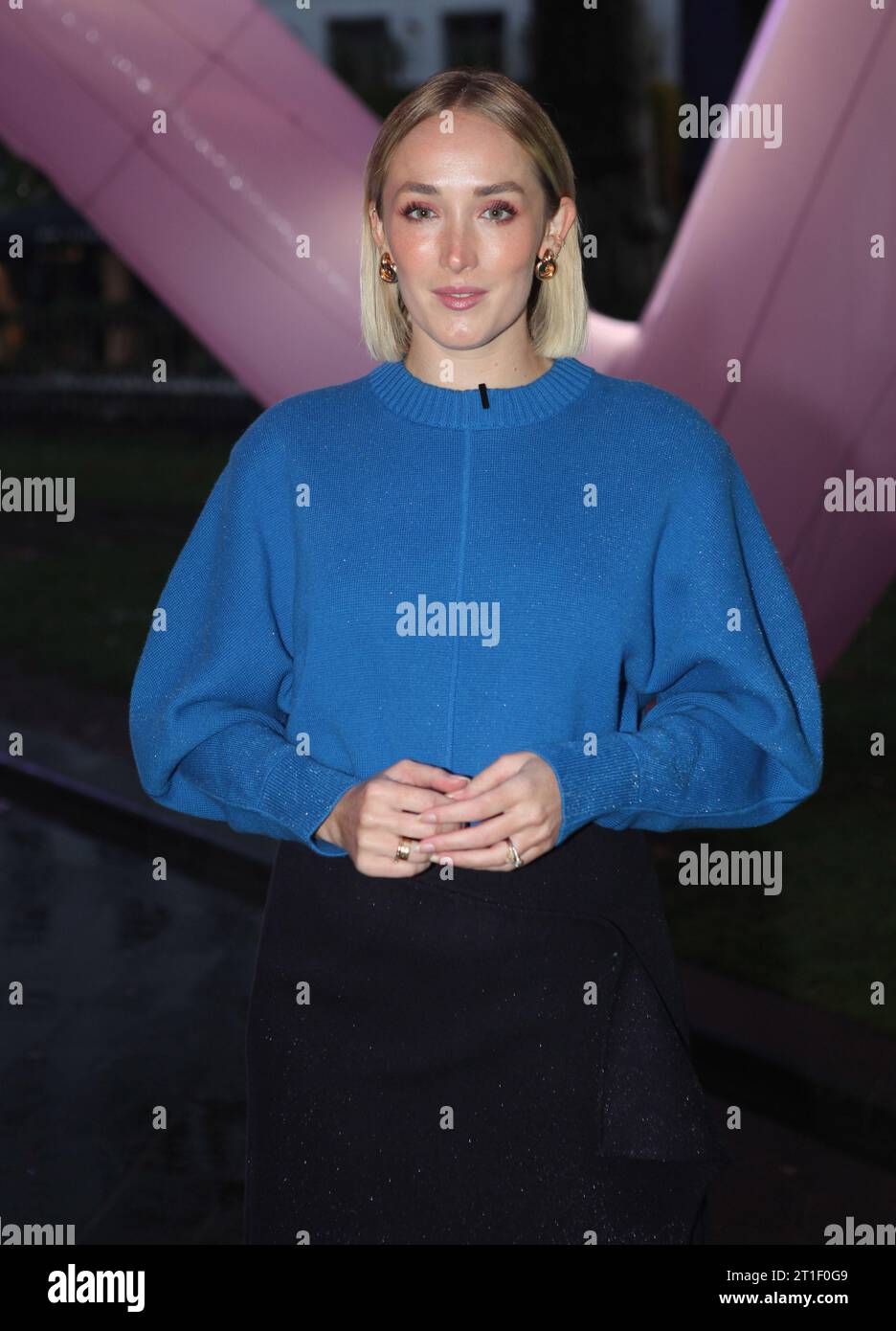 London.UK. Artist Claire Luxton in front of her art installation ...