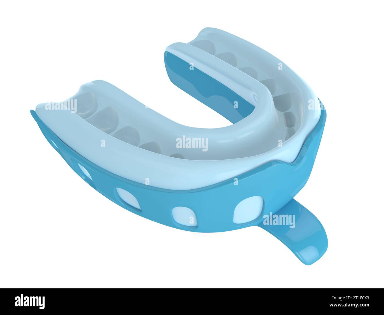 3d render dental plastic impression tray with material over white ...