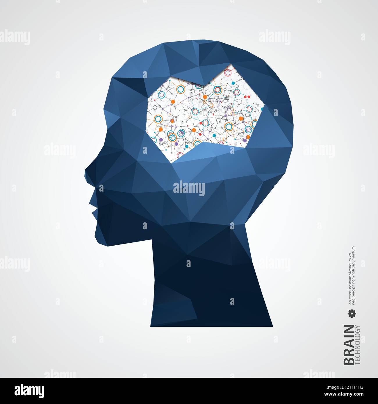 Creative brain concept background with triangular grid. Artificial ...