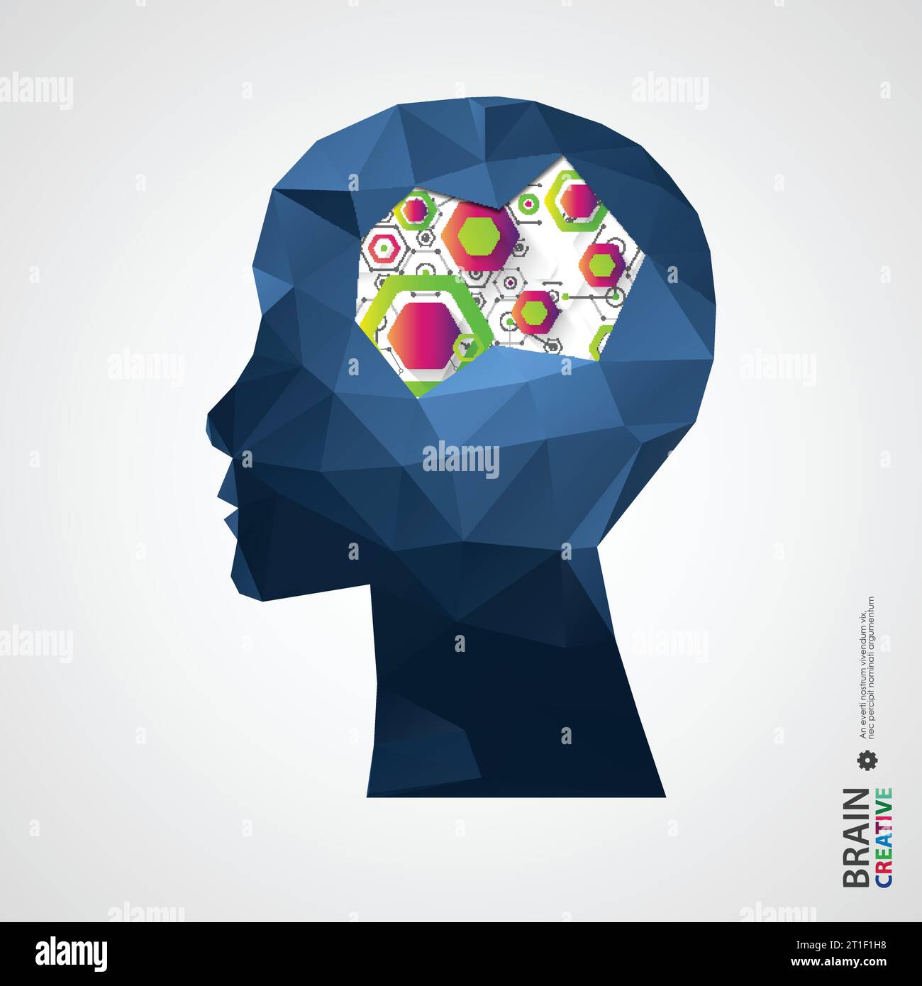 Creative brain concept background with triangular grid. Artificial ...