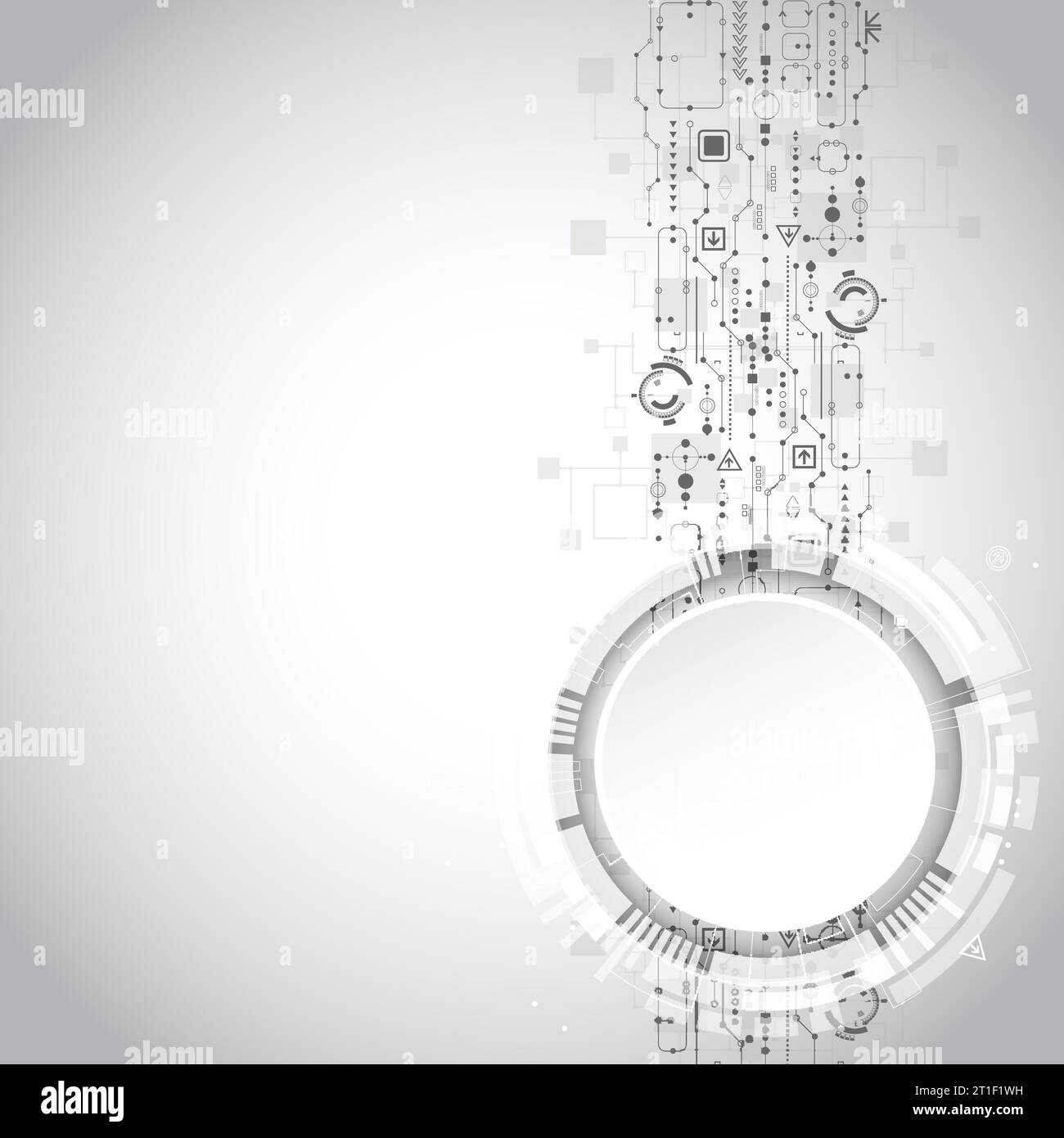 Abstract background with various technological elements. Vertical ...