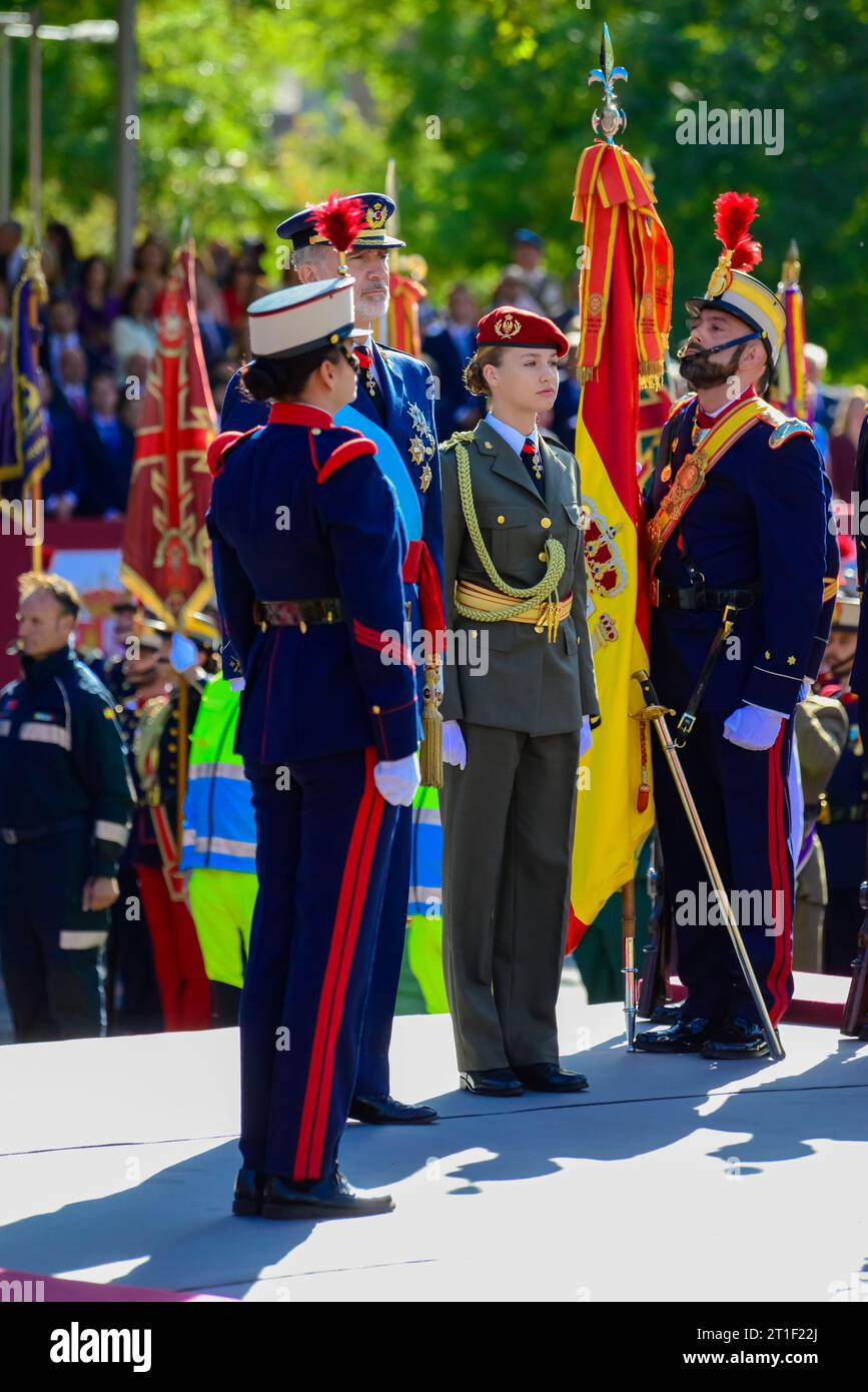 Princess Leonor. Some 4,100 military personnel participated during the National Day military ...