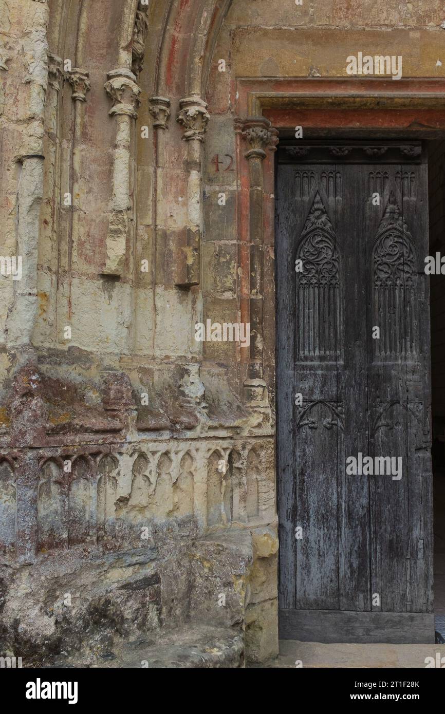 Angers, France, 2023. In the Château d'Angers, the beautifully carved ...