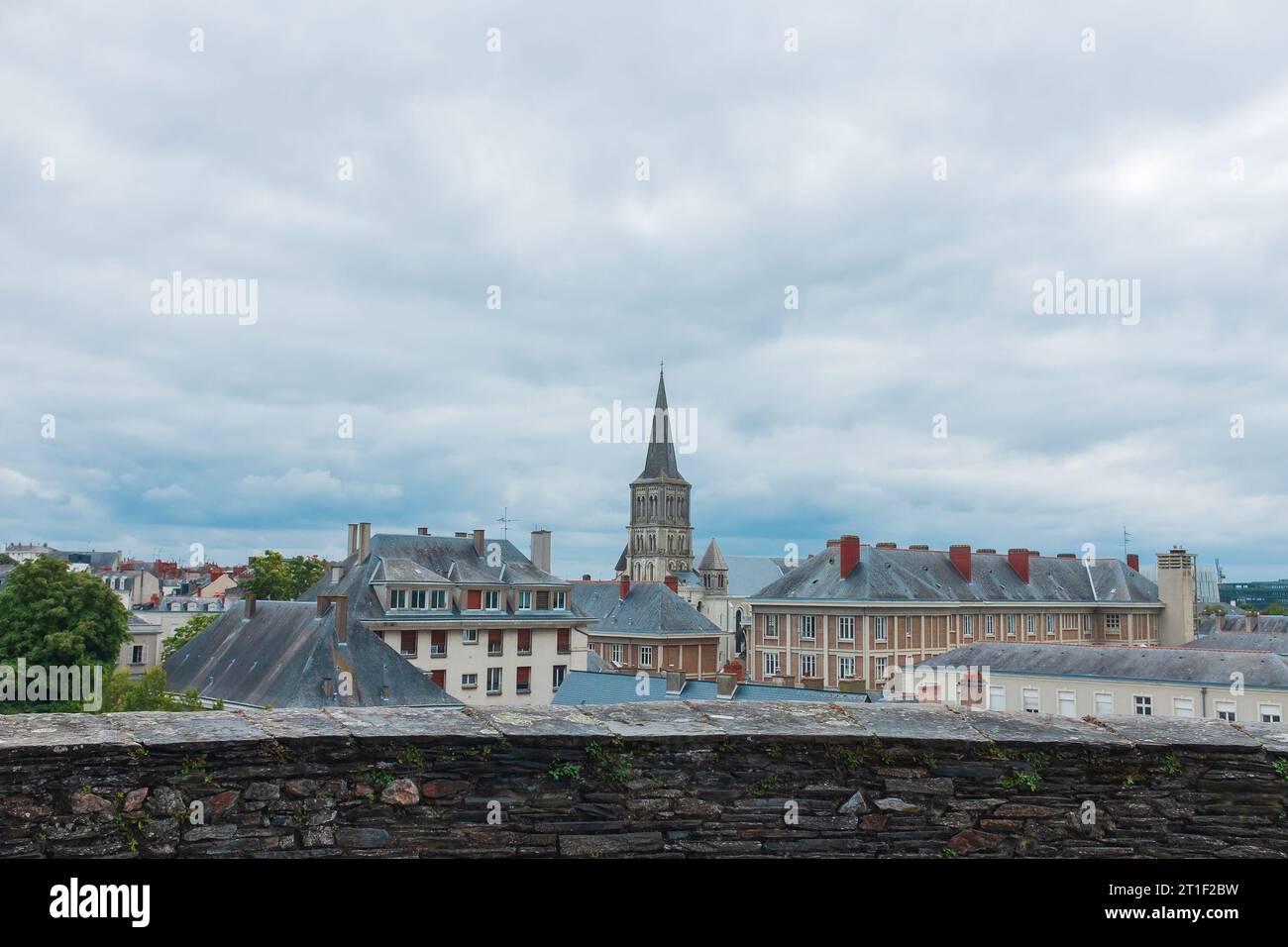 Angers, France, 2023. View of the typical slate roofs of Anjou, in the ...