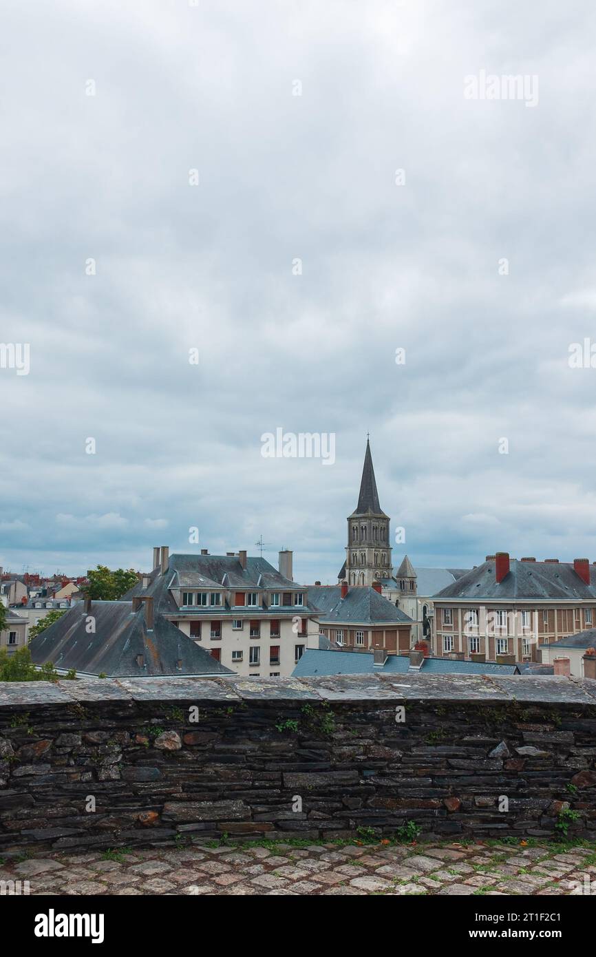 Angers, France, 2023. View of the typical slate roofs of Anjou, with ...