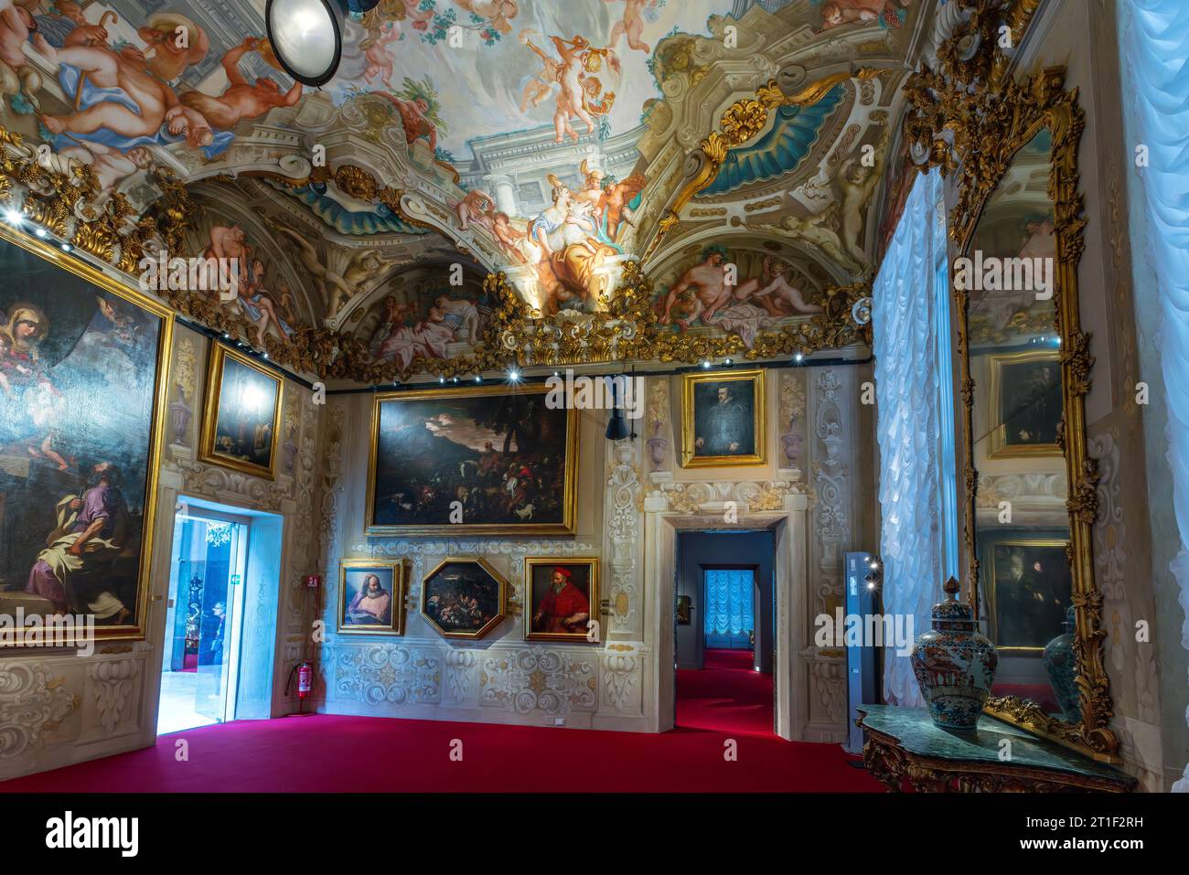 Hall of Autumn. Interior of Palazzo Rosso also called Palazzo Brignole ...