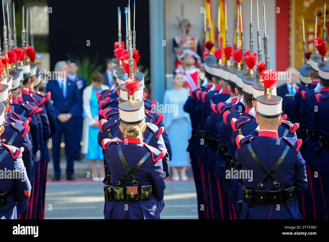 King's guards on parade. Some 4,100 military personnel participated during the National Day ...