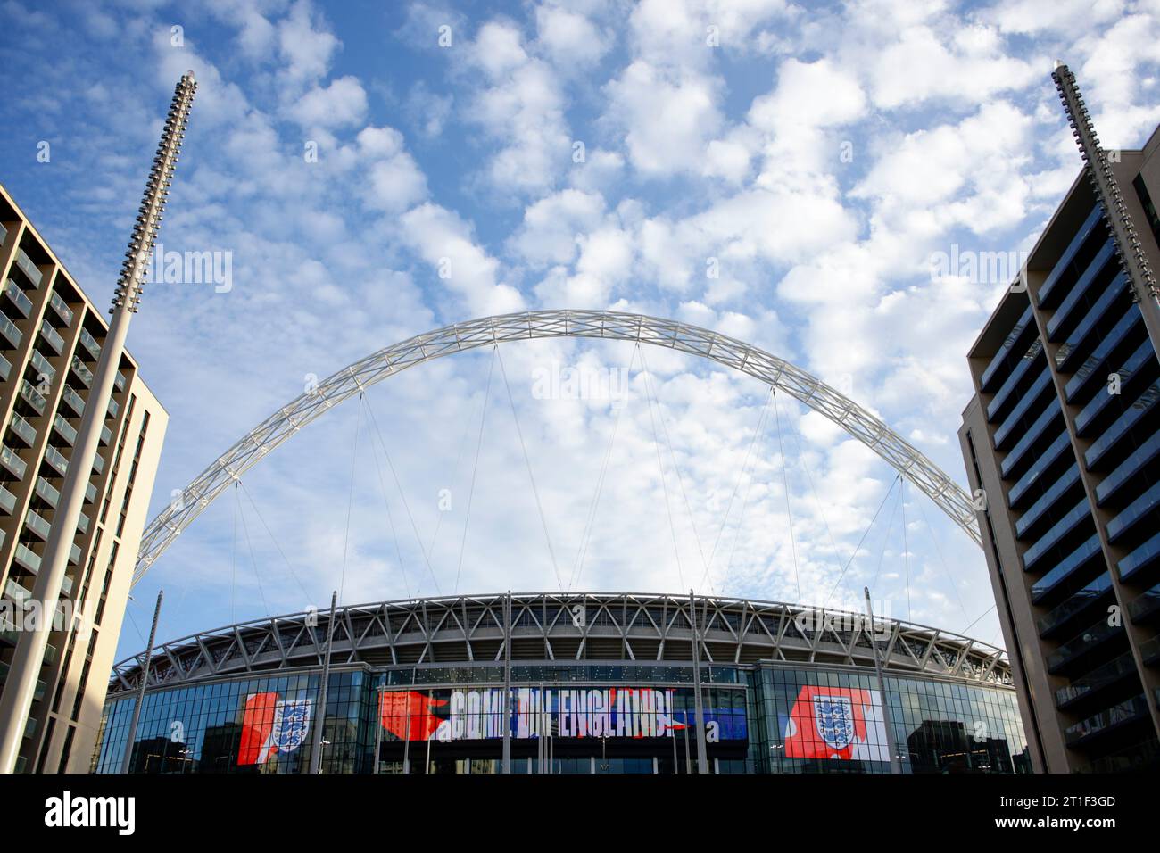 Wembley Stadium's iconic arch is seen prior the international friendly ...