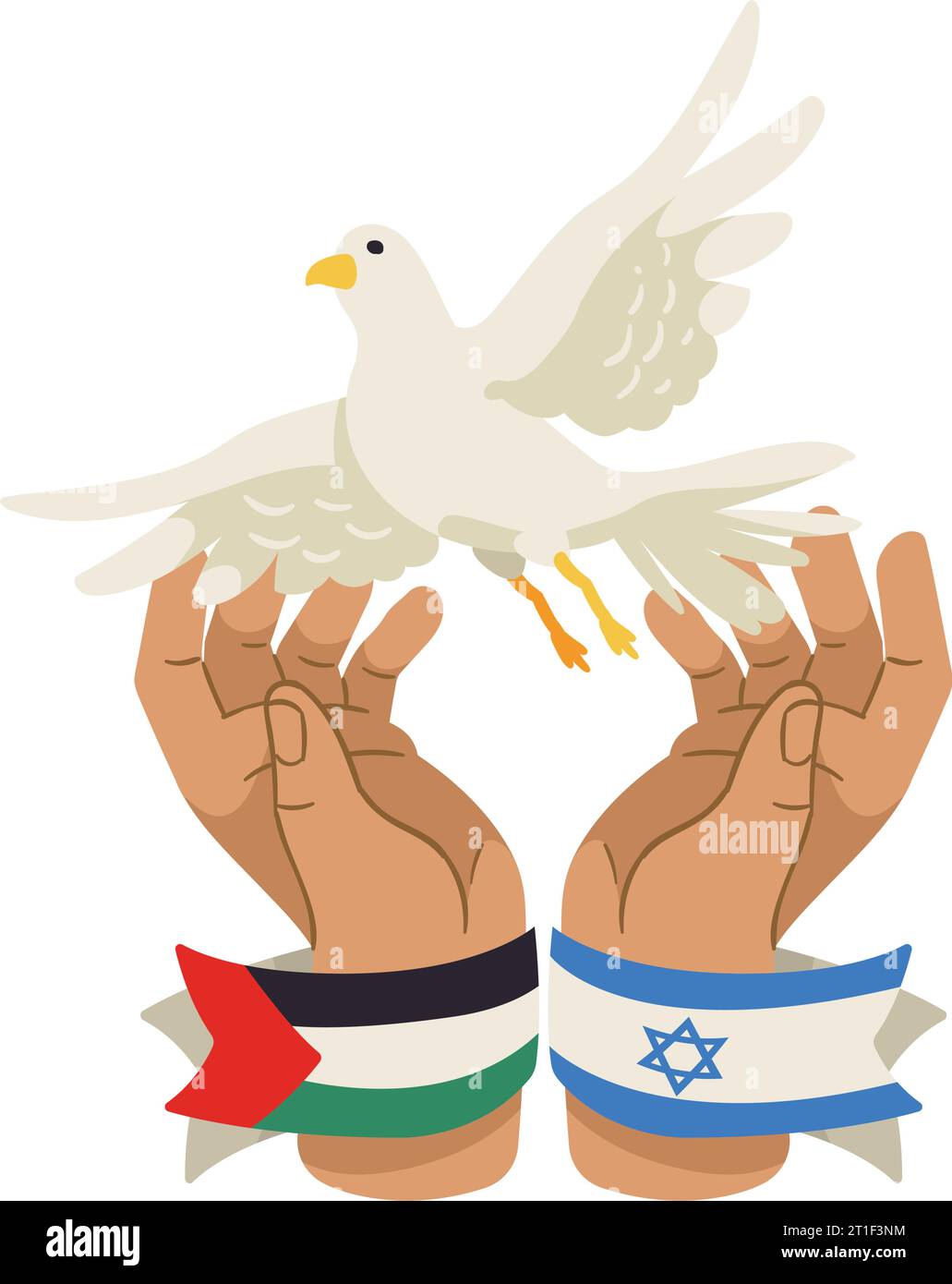 palestine and israel flags in hands with dove Stock Vector Image & Art ...