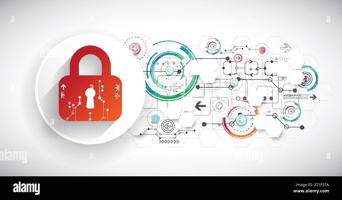 Protection background. Technology security, encode and decrypt, techno scheme, vector ...