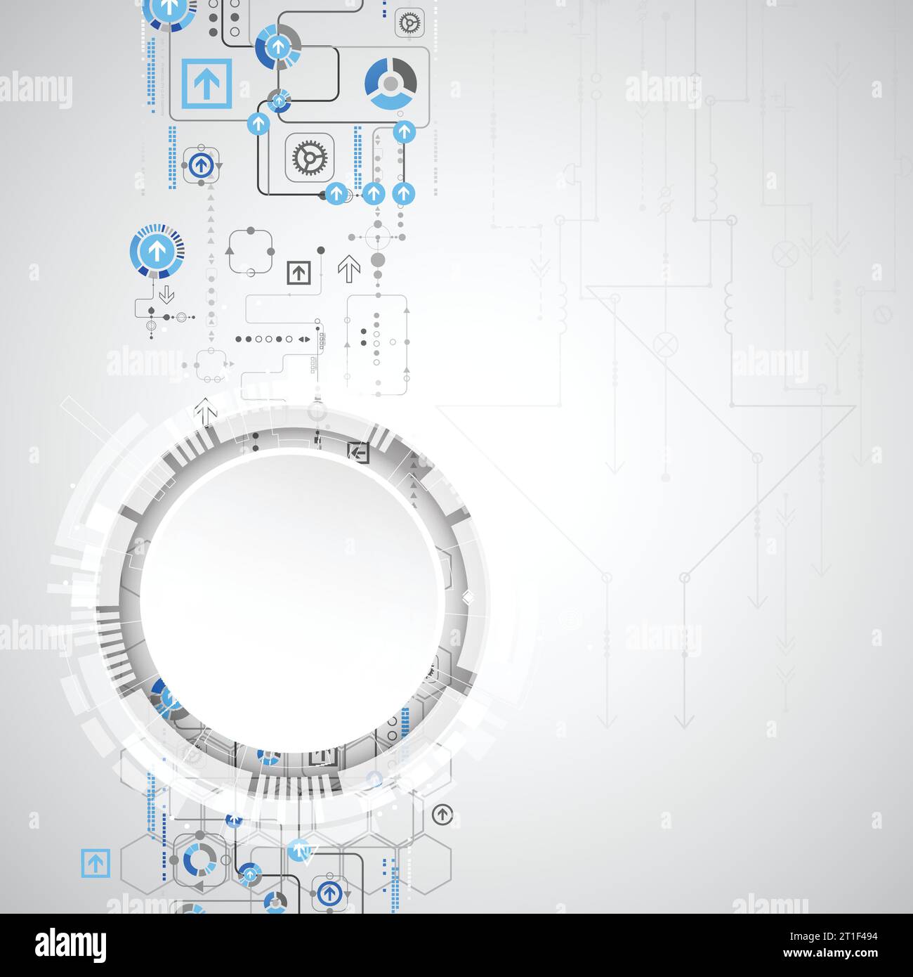 Abstract background with various technological elements. Vertical ...
