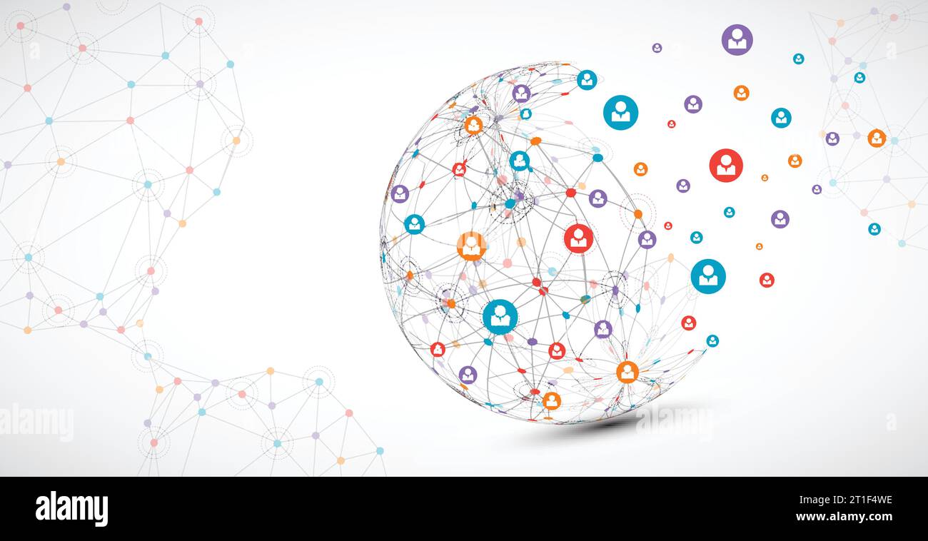 Abstract technology sphere background. Global network concept. Vector ...