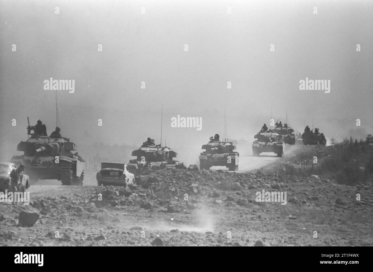 YOM KIPPUR WAR. ISRAELI ARMOUR MOVING ACROSS THE SYRIAN LINES ON THE ...