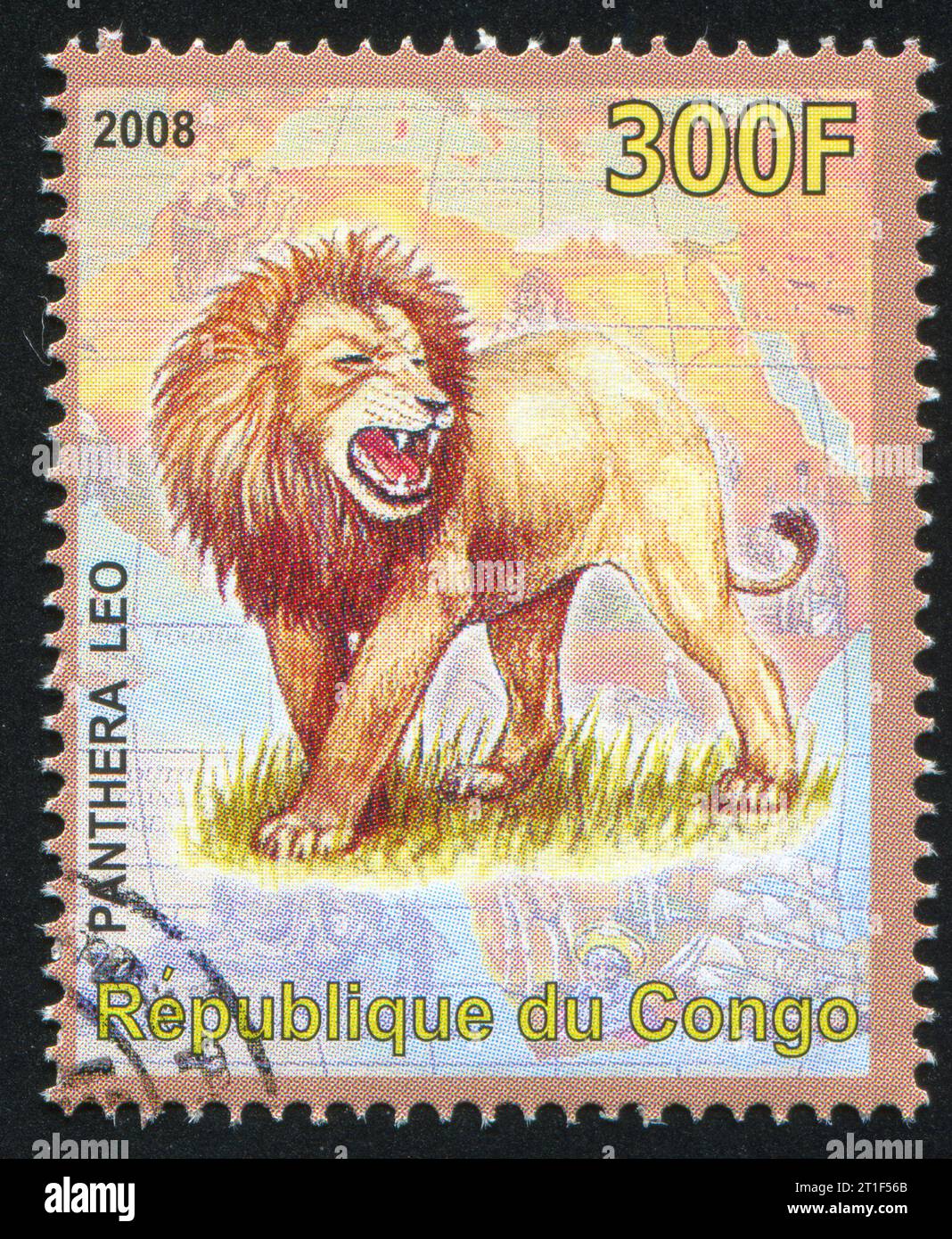 CONGO - CIRCA 2008: stamp printed by Congo, shows Lion, circa 2008 ...