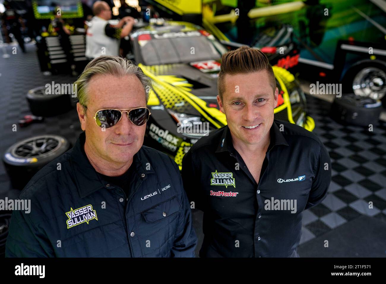 IMSA sports car team Vasser-Sullivan Racing owners, Jimmy Vasser, left ...