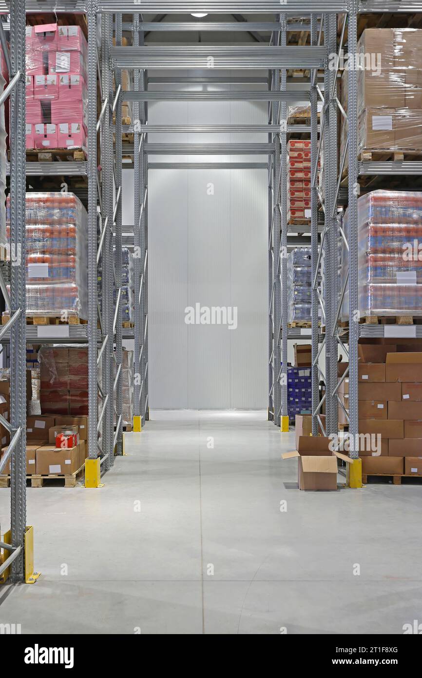 Clear Aisle High Racks Shelving System in Warehouse Stock Photo - Alamy