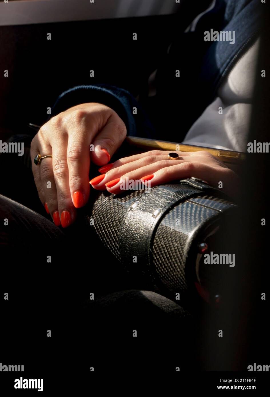 Hands with red nails Stock Photo - Alamy