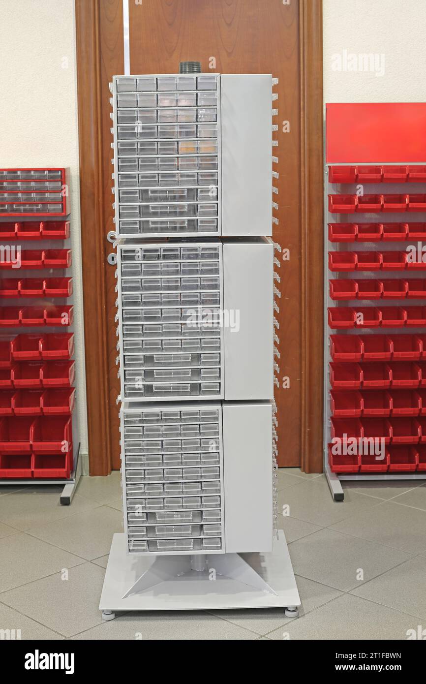 Small Transparent Drawers for Parts in Tower Rack Workshop Organization ...