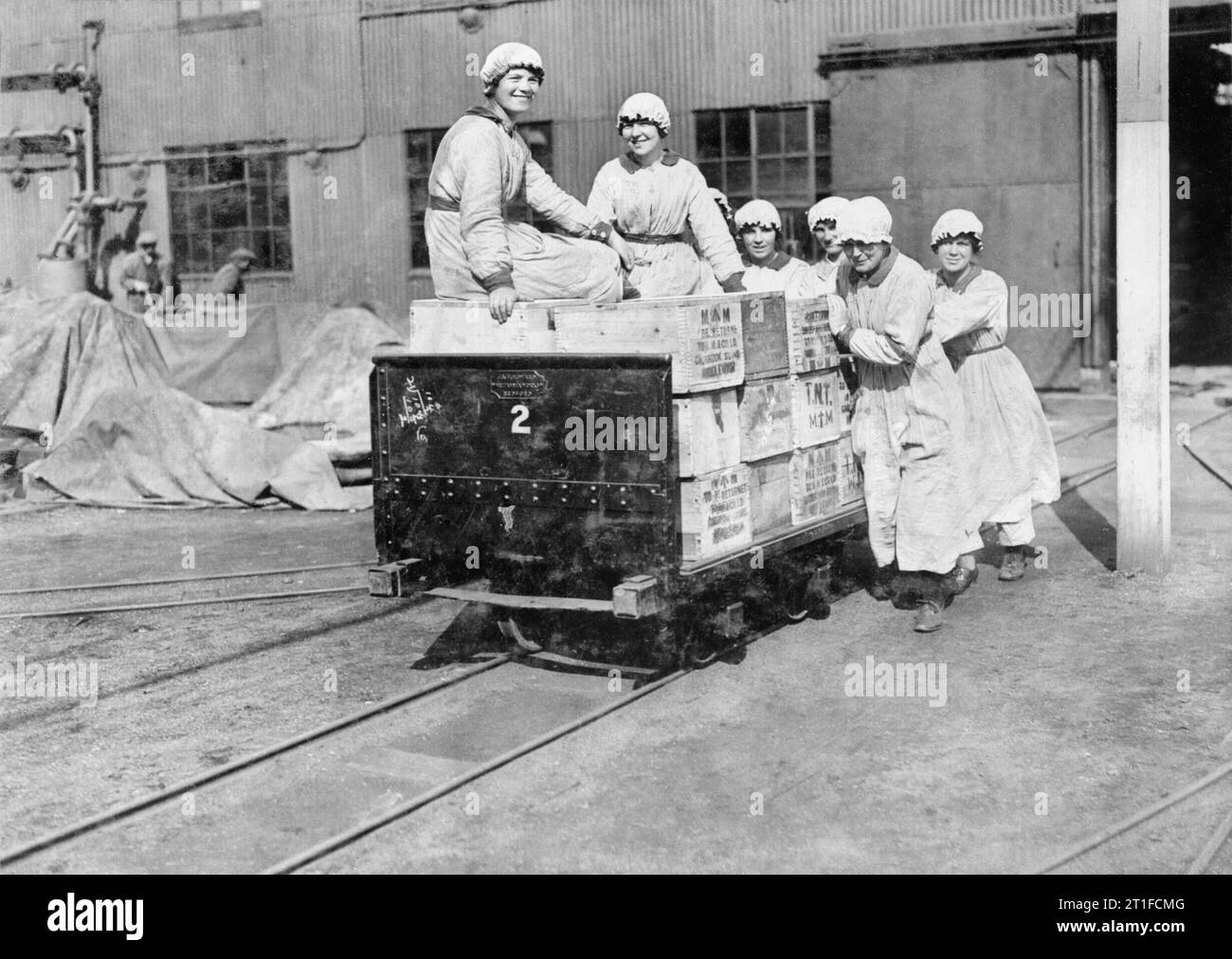 Industry during the First World War Female munitions workers are pushed ...