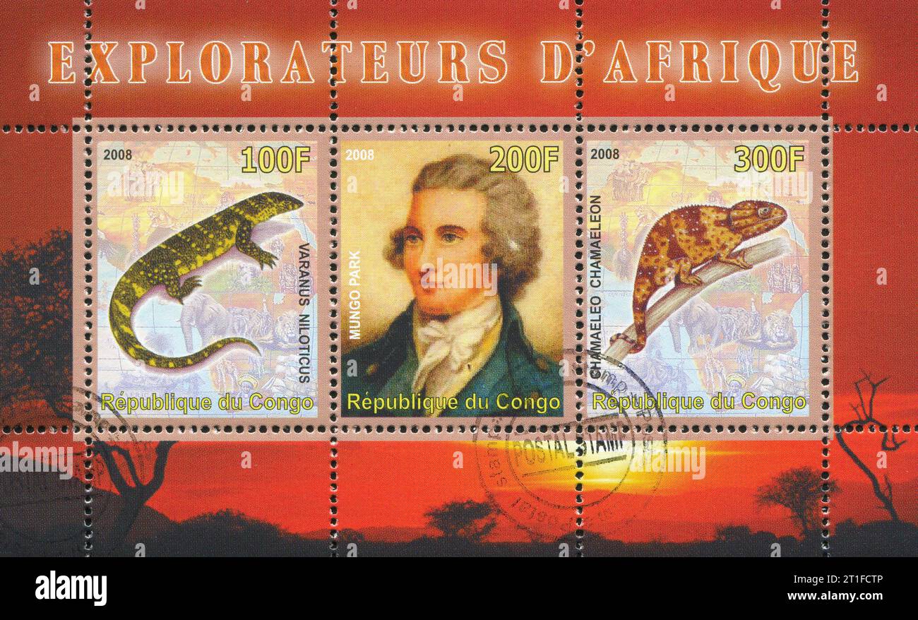 CONGO - CIRCA 2008: stamp printed by Congo, shows Mungo Park, circa ...