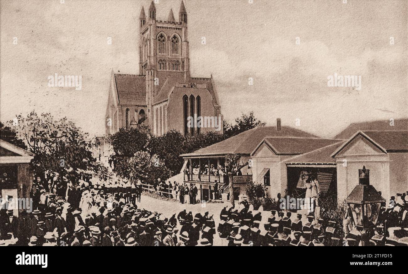 A Royal Navy (right) and British Army (left) Church Parade in front of ...