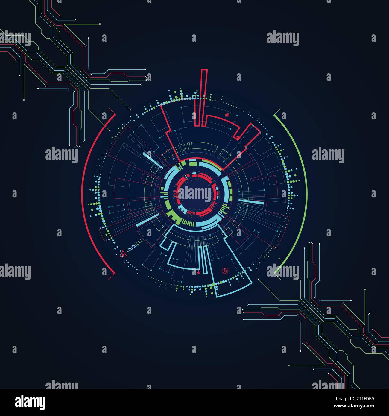 Abstract circle technology concept. Circuit board, high computer color background. Vector ...