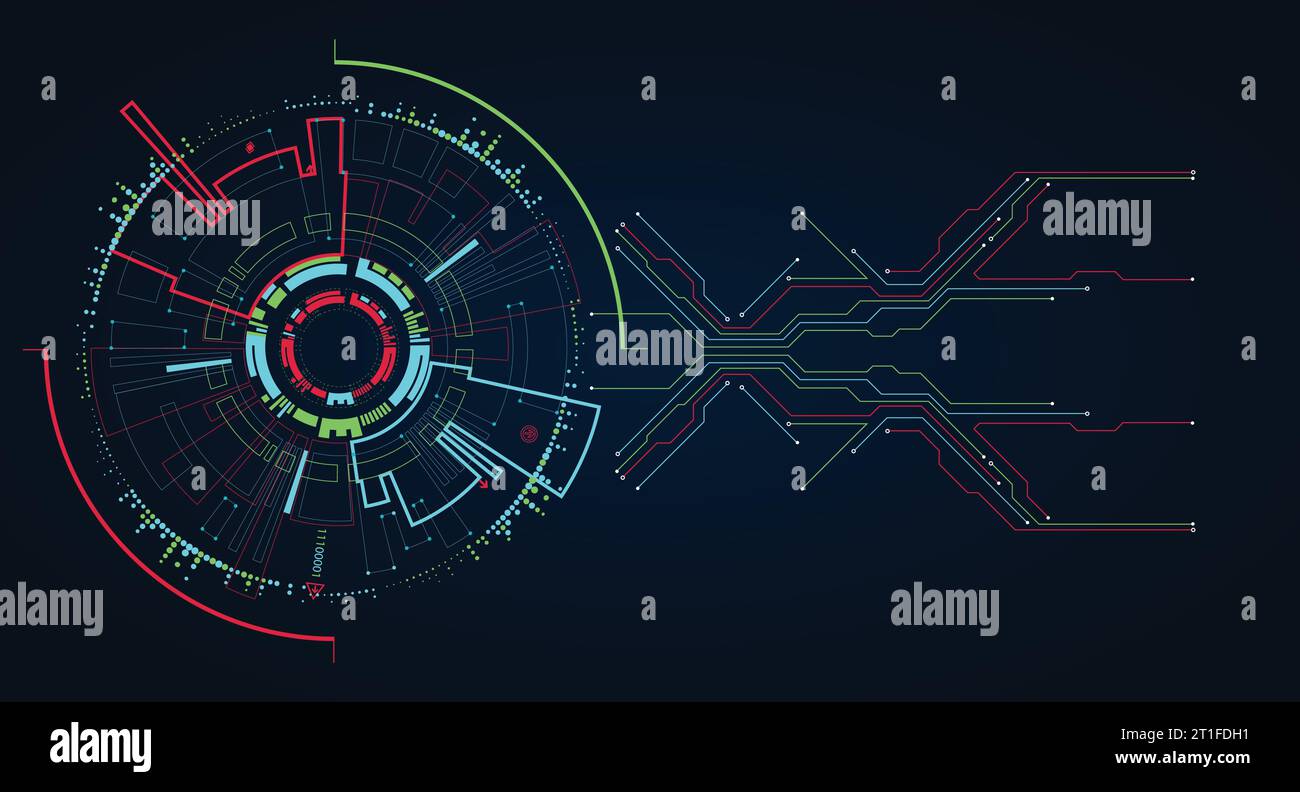 Abstract circle technology concept. Circuit board, high computer color background. Vector ...
