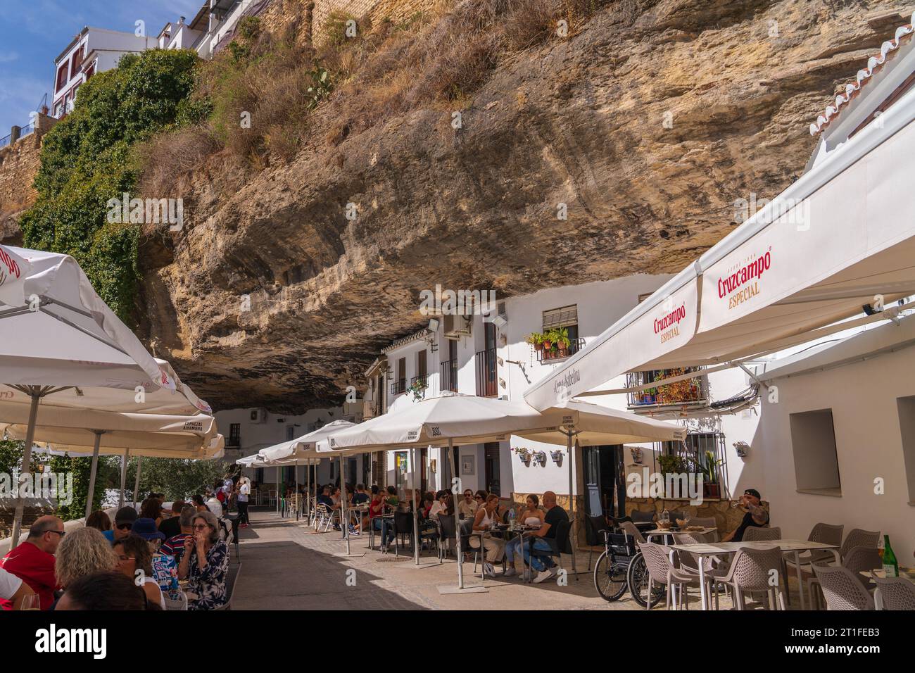 Street in Setenil de las Bodegas, a Spanish village in the province of ...