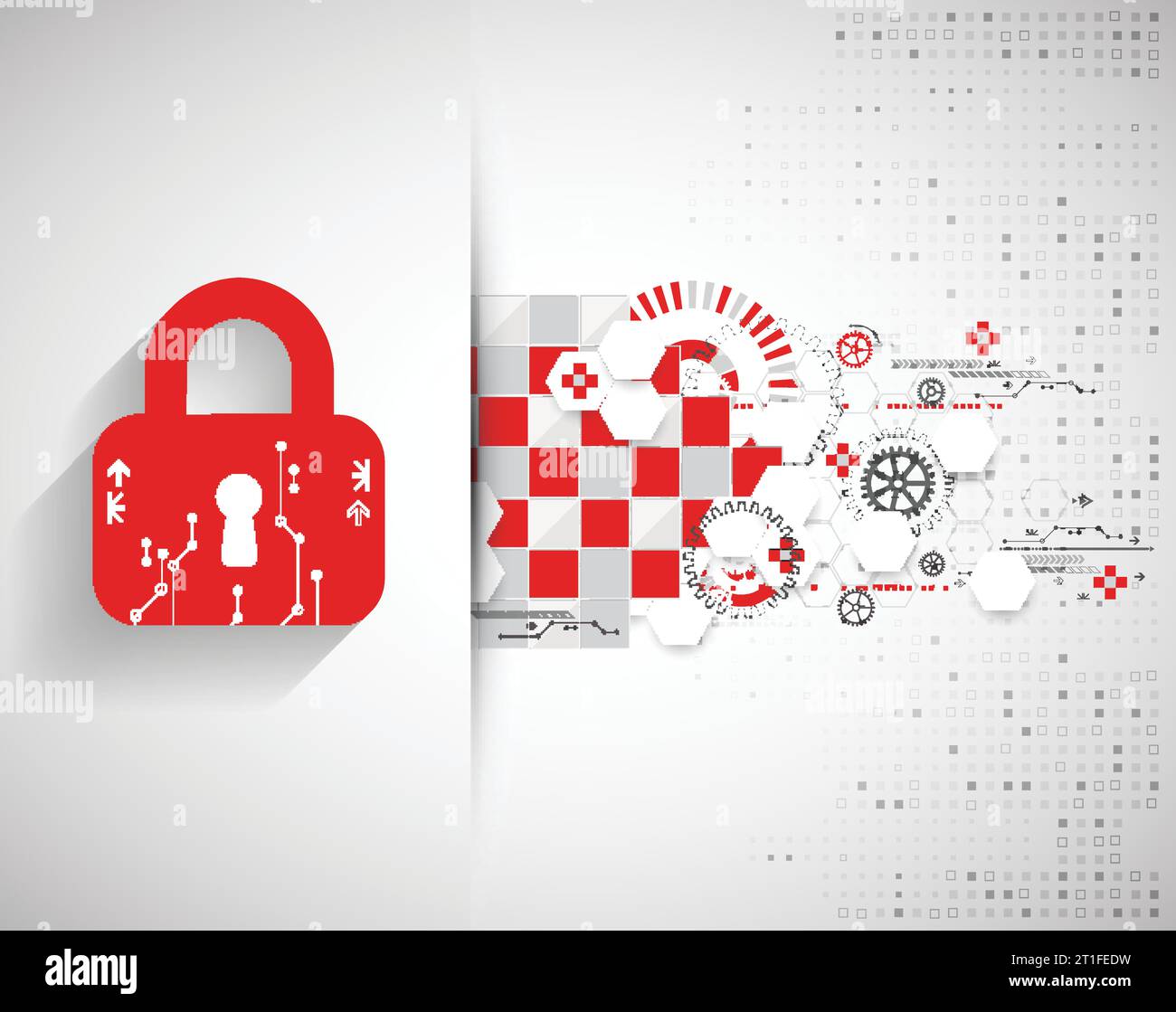 Red protection background. Technology security, encode and decrypt, techno scheme, vector ...